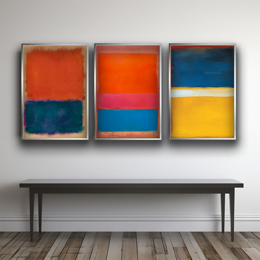 Mark Rothko Orange Blue Yellow Set of 3 Canvas Print, Mark Rothko ...