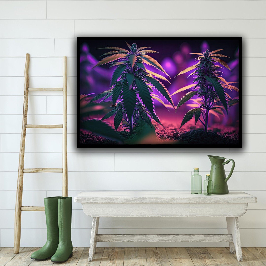 Marijuana Canvas Painting, Green Marijuana Wall Decor, Marijuana Drink Wall Art, Marijuana ...