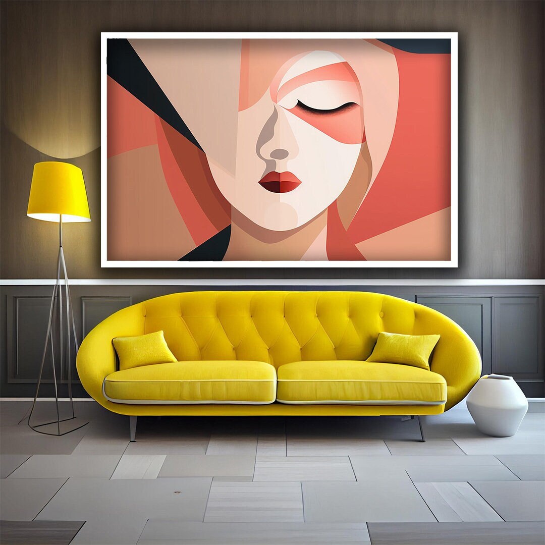 Abstract Female Face Modern Wall Art, Abstract Female Wall Decors ...