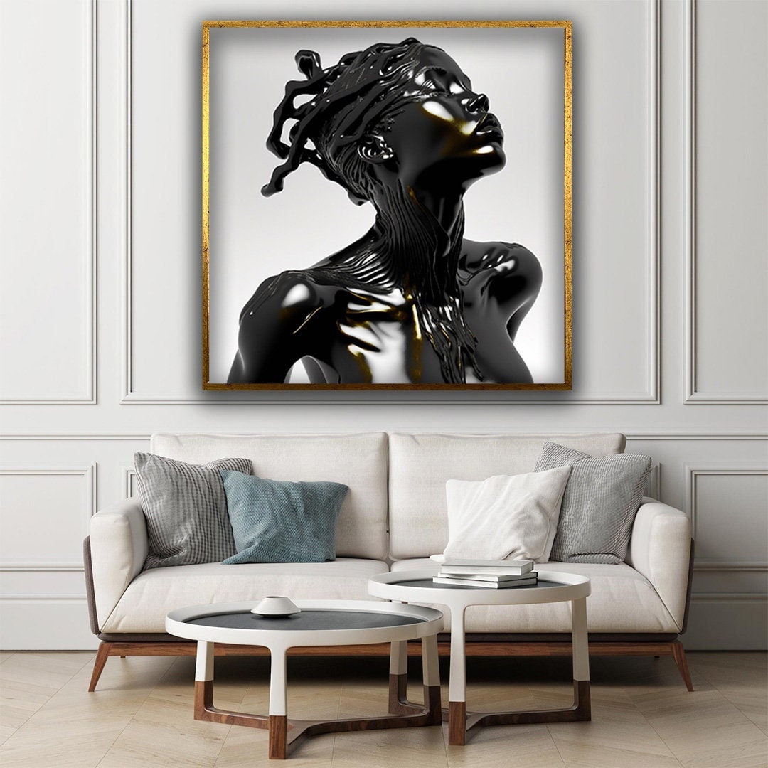 Metal Woman Canvas Painting, Oil Painting Woman Canvas Print, 3D Print ...
