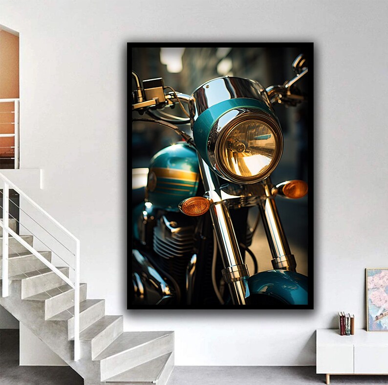 Motorcycle Canvas Painting, Motorcycle Poster, Motorcycle Wall Art ...