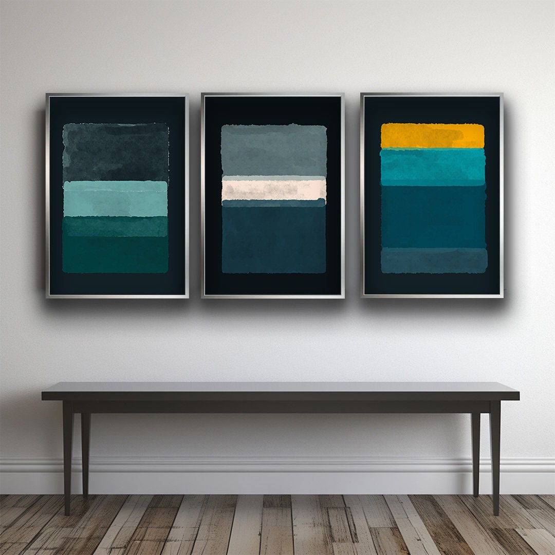 Mark Rothko Green Blue Gray 3 Piece Set Canvas Print, Mark Rothko ...