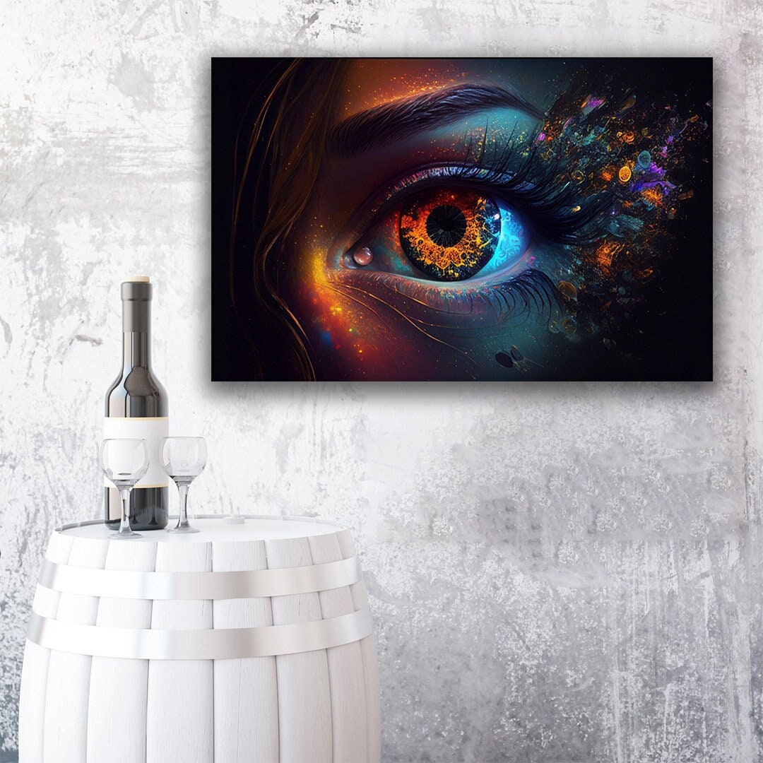 Colorful Eye Canvas Wall Art, Color Riot Canvas Print, Oil Painting ...