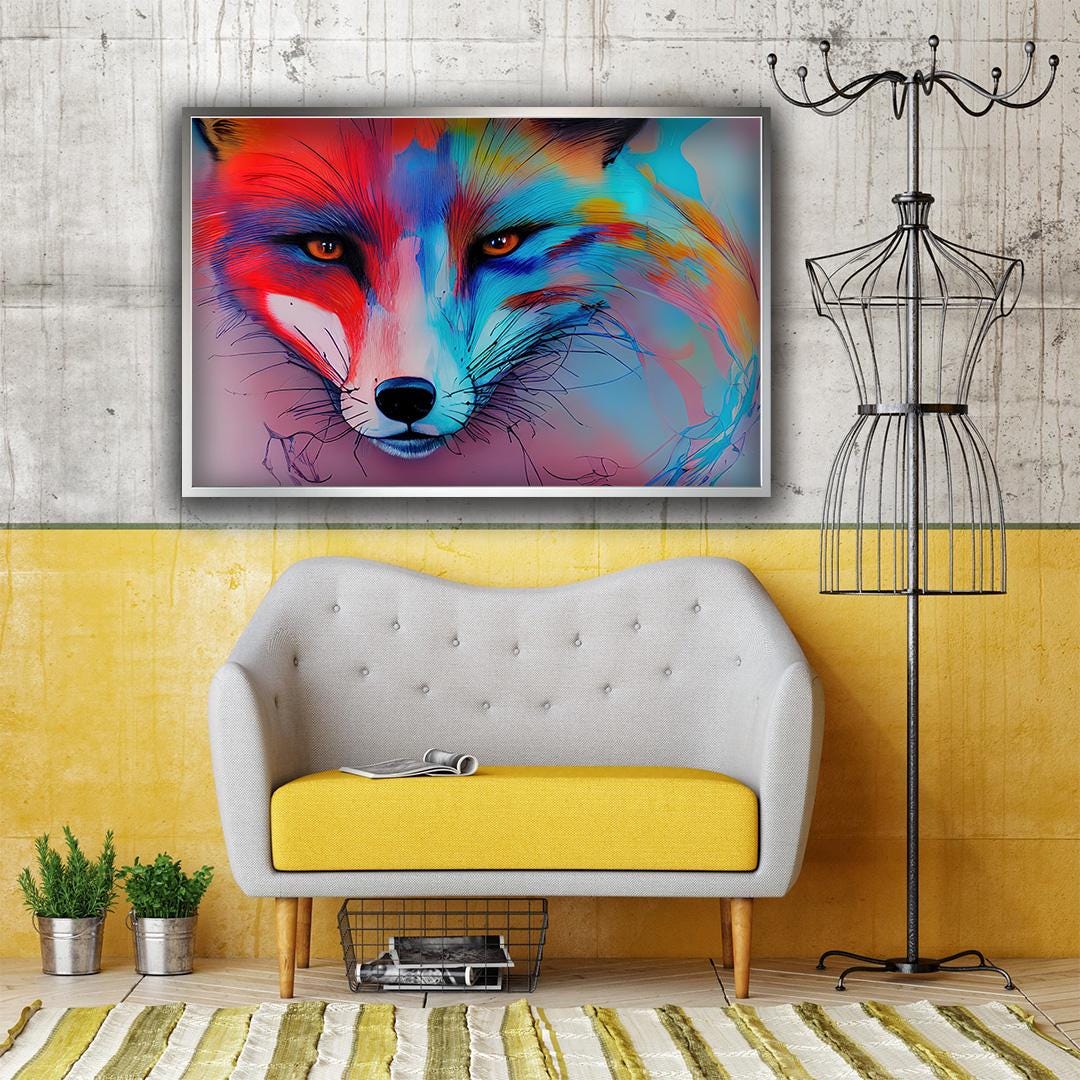 Modern Pop Art Fox Canvas Painting,colorful Fox Graffiti Canvas Print ...