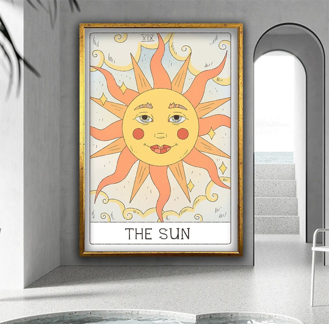 Cute Sun Canvas Painting, Smiling Face Sun Canvas Print, Children's ...
