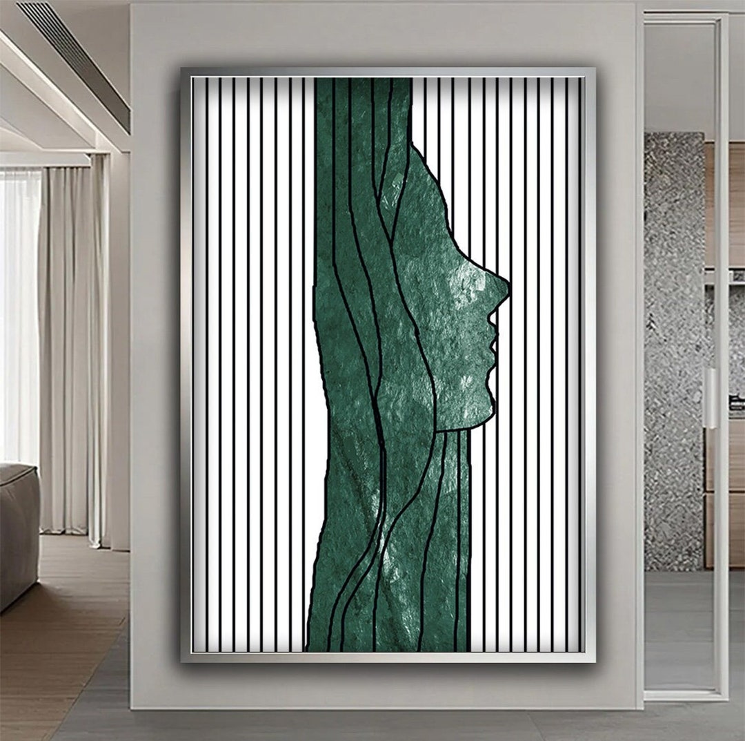 Line Work Canvas Painting, Human Face Wall Painting, Face Figure Print ...