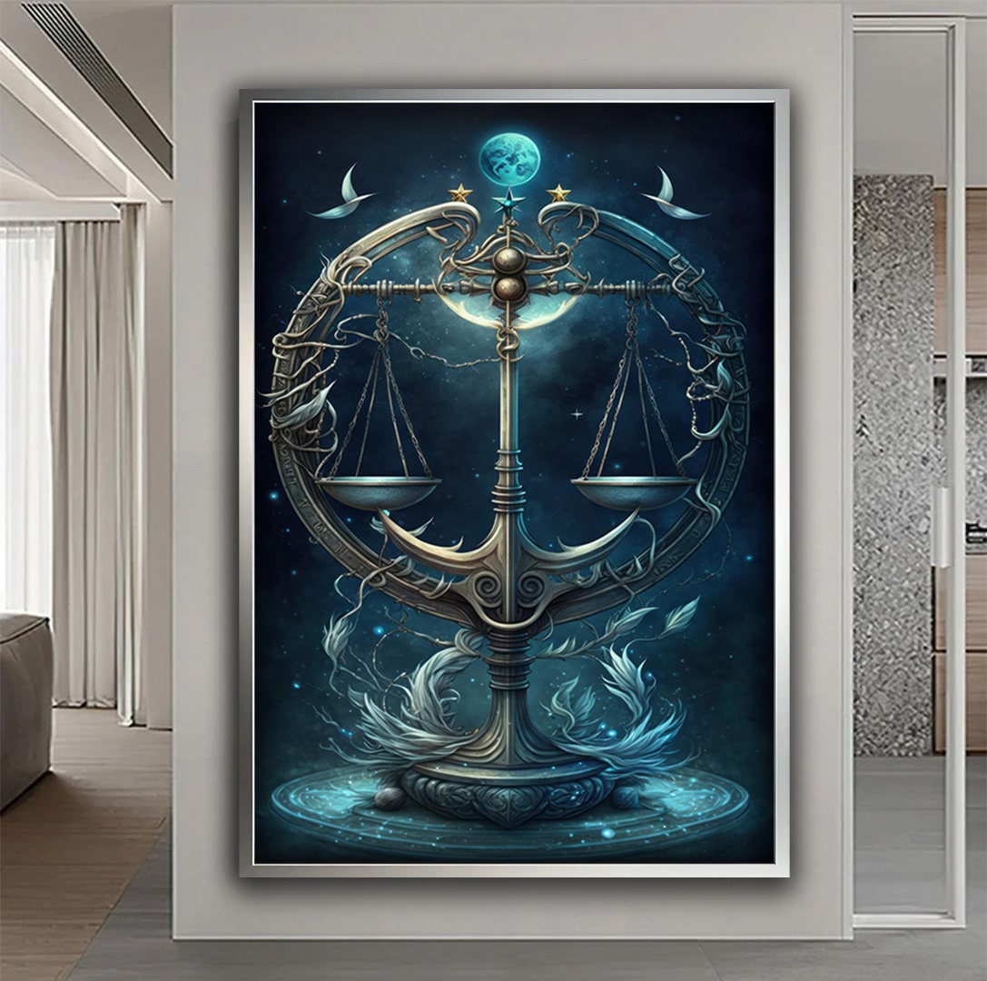 Libra Zodiac Sign Canvas Painting, Zodiac Signs Canvas Print, Astrology ...