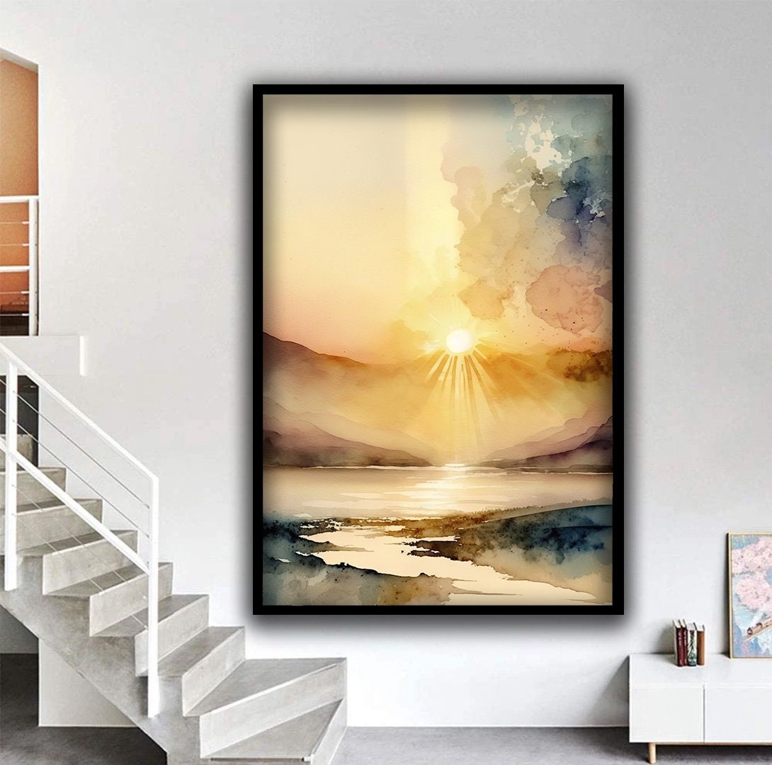 Sunset Canvas Painting, Seaside Sunset Wall Art, Harmony of Nature ...