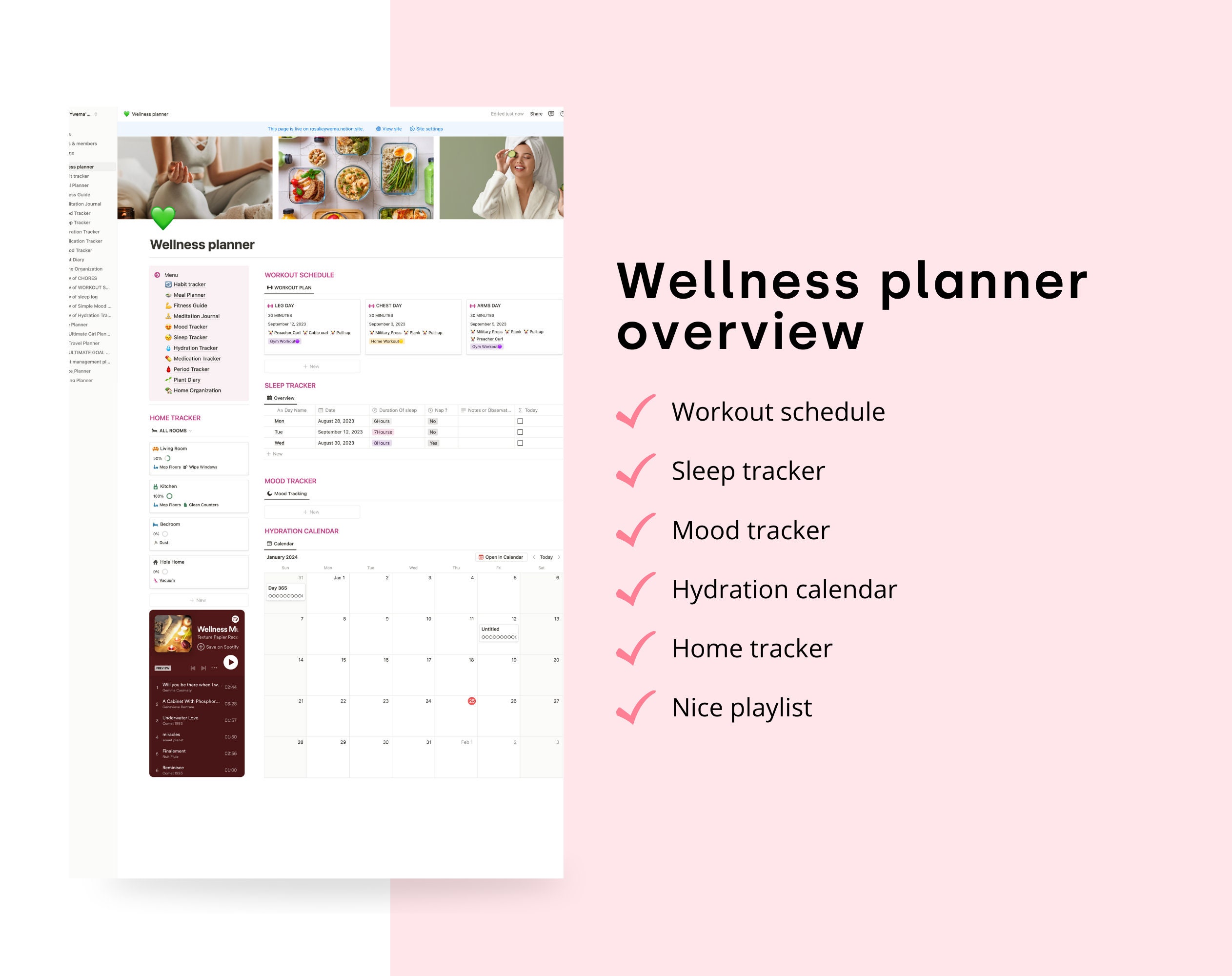 Notion Wellness Planner | All in One Notion Templates Life Planner ...