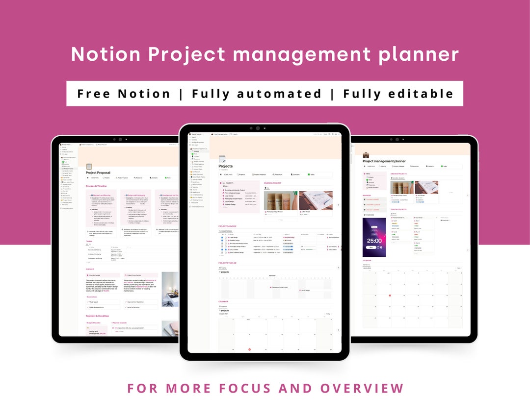 Notion Project Management Planner | All in One Notion Templates Project ...