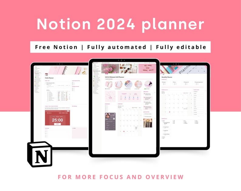 Notion 2024 Life Planner | All in One Notion Template That Girl Planner | Notion Dashboard ...
