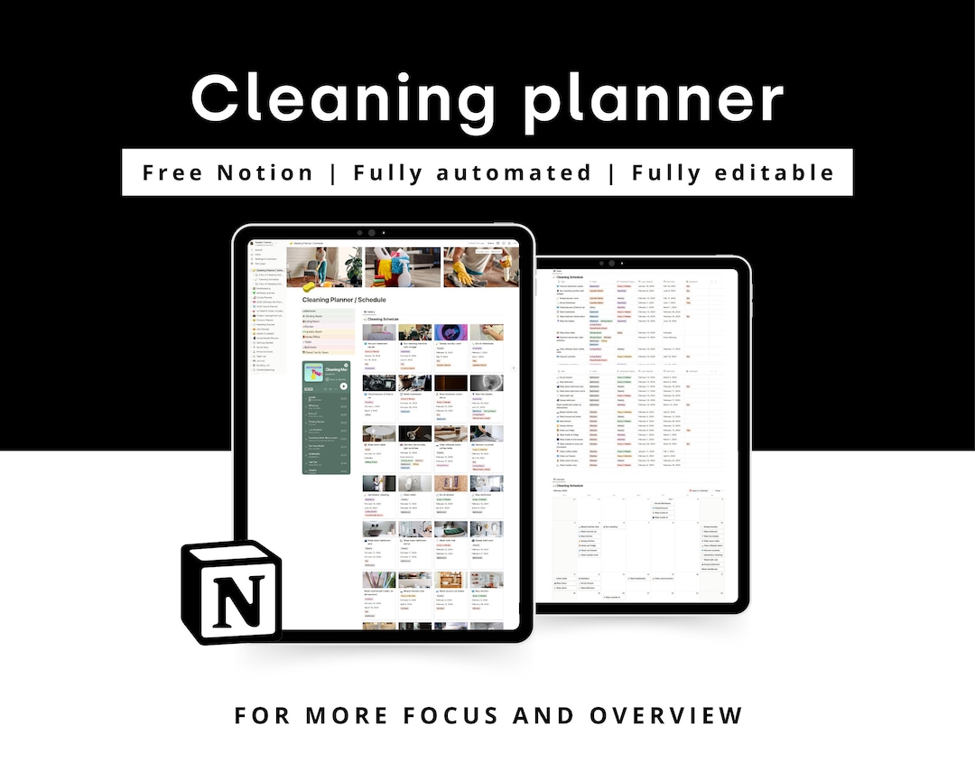 Notion Cleaning Planner | All in One Notion Template to Create a ...