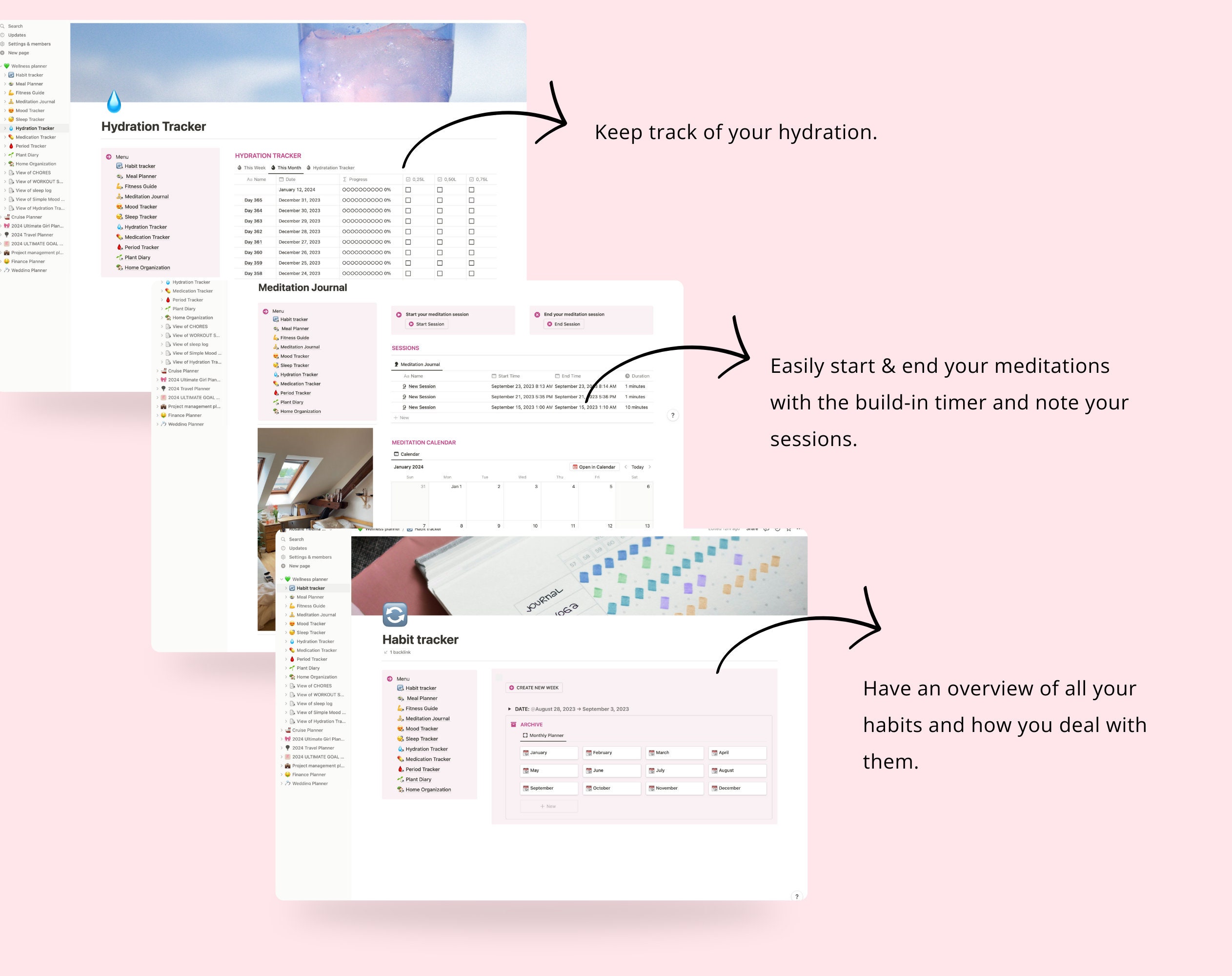 Notion Wellness Planner | All in One Notion Templates Life Planner ...