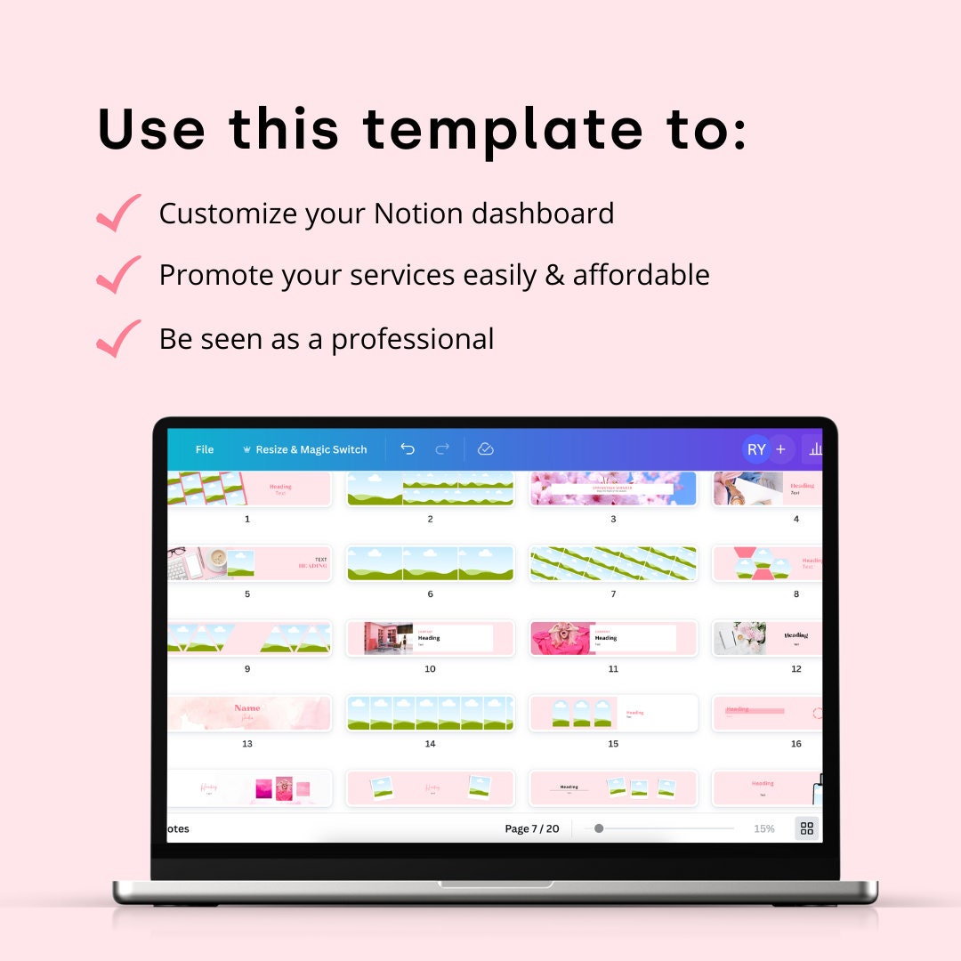 20 Notion Banner Templates | Pink Editable Canva Banner Mockup ...