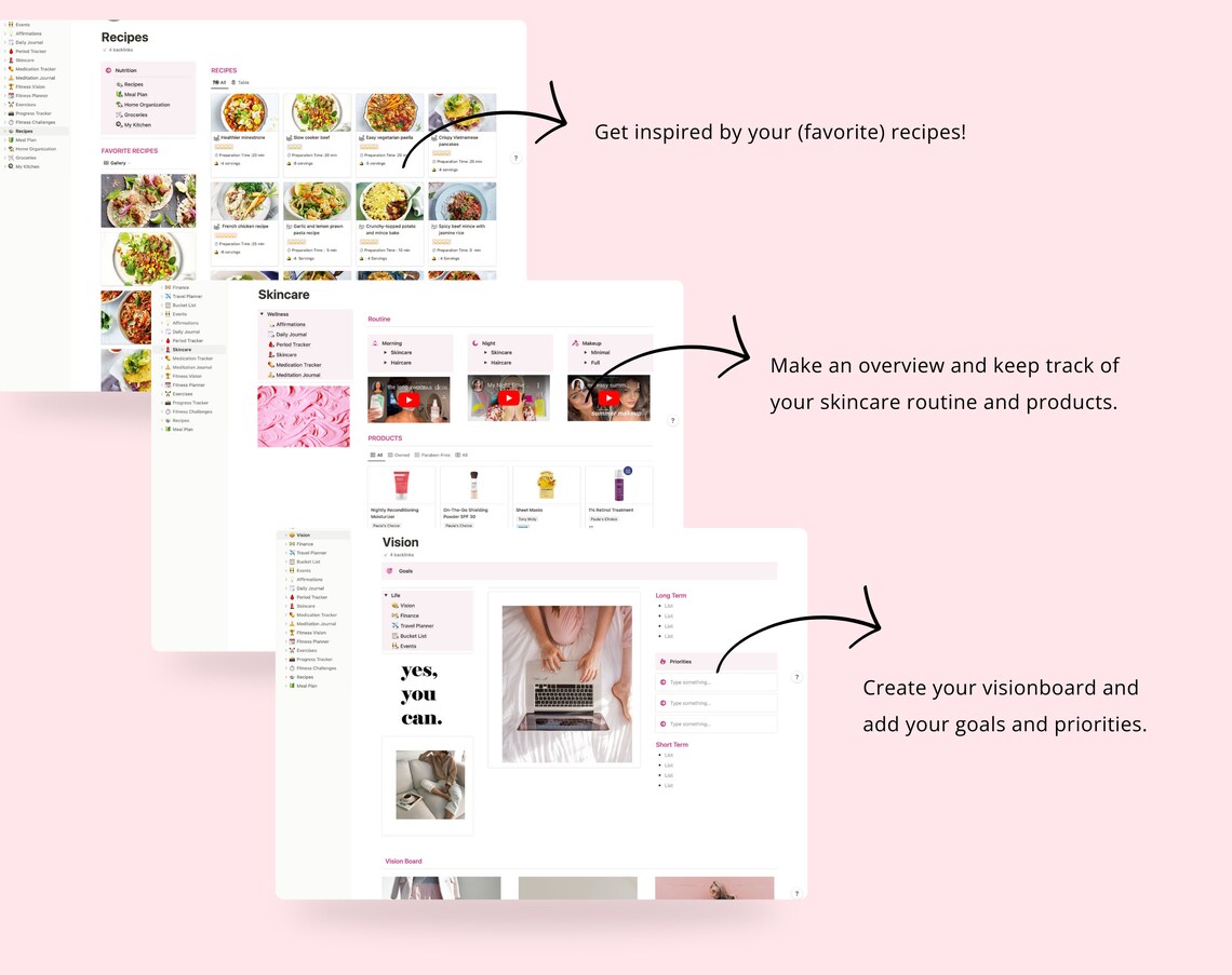 Notion Life Planner All in One Notion Templates That Girl Planner ...
