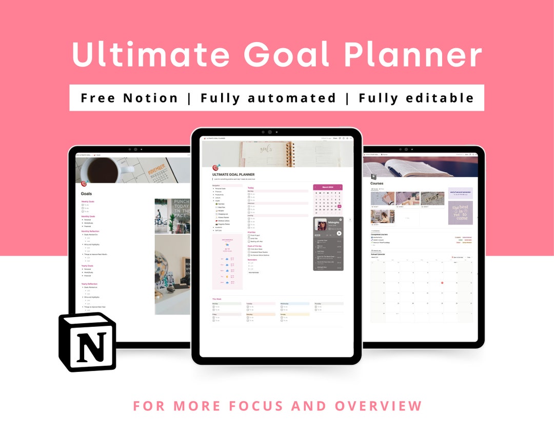 Notion Goal Planner | All in One Notion Template to Create Focus and ...
