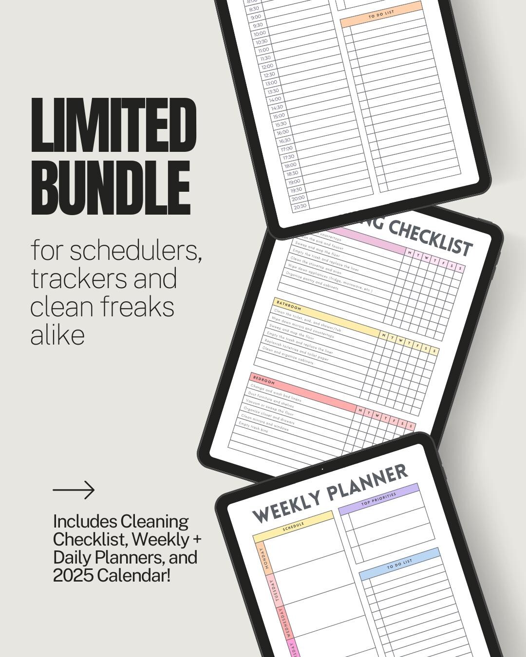 NEW DROP: Home Organization Bundle With Cleaning Checklist, Planners ...