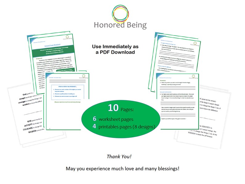 Serenity Prayer (acceptance Prayer) Worksheet With FREE Printable ...