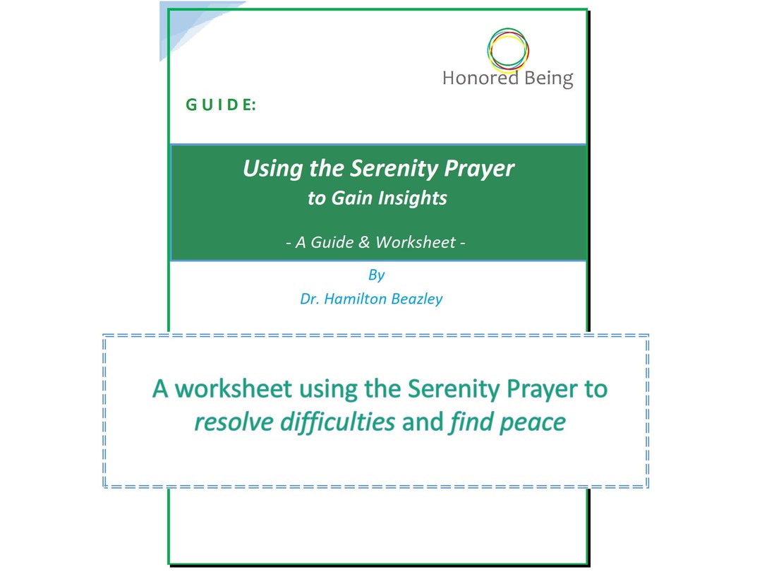 Serenity Prayer (acceptance Prayer) Worksheet With FREE Printable ...