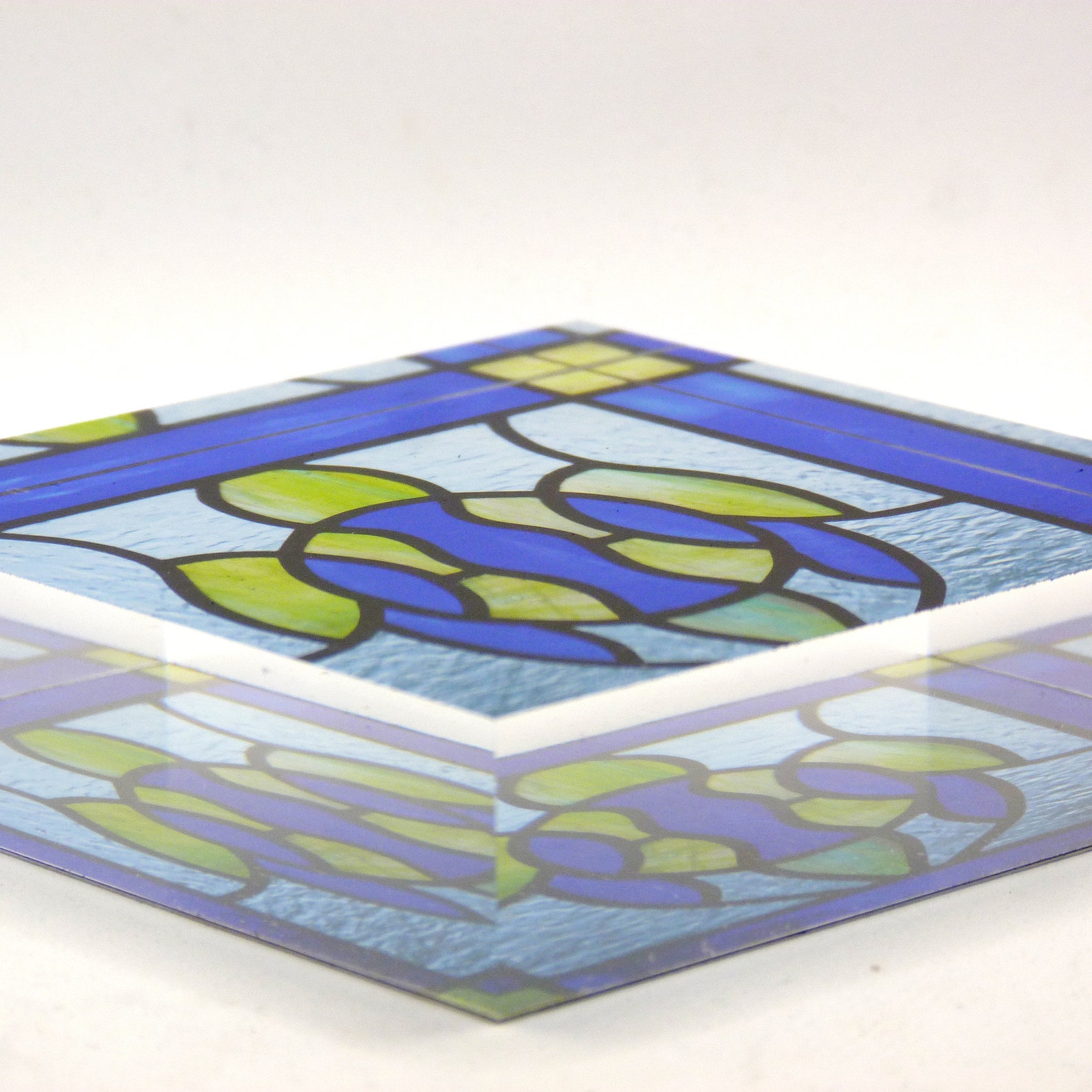 Stained Glass Reproduction Photo Print in Square Plexiglass Block ...