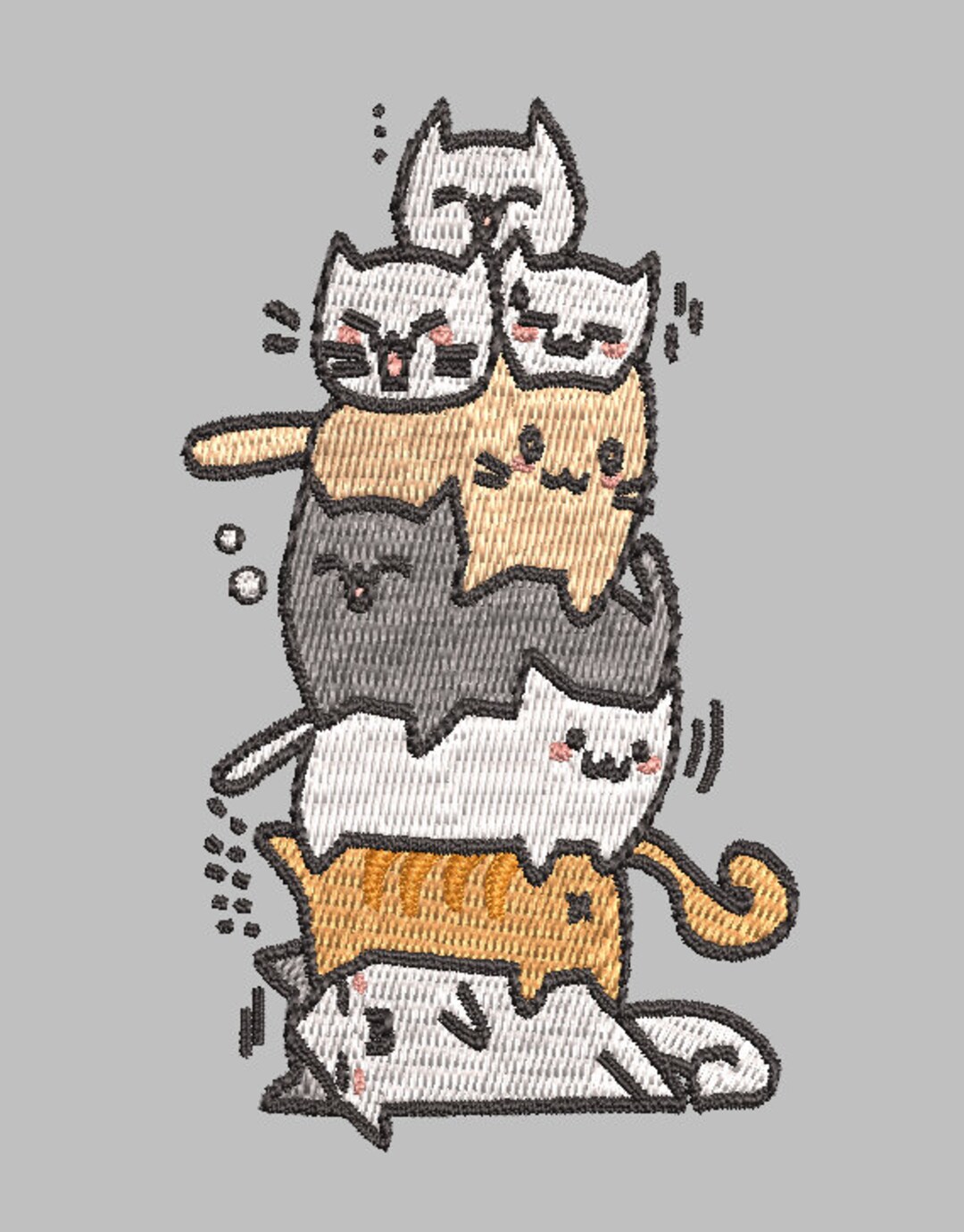 Pile on Cats Embroidery - Etsy