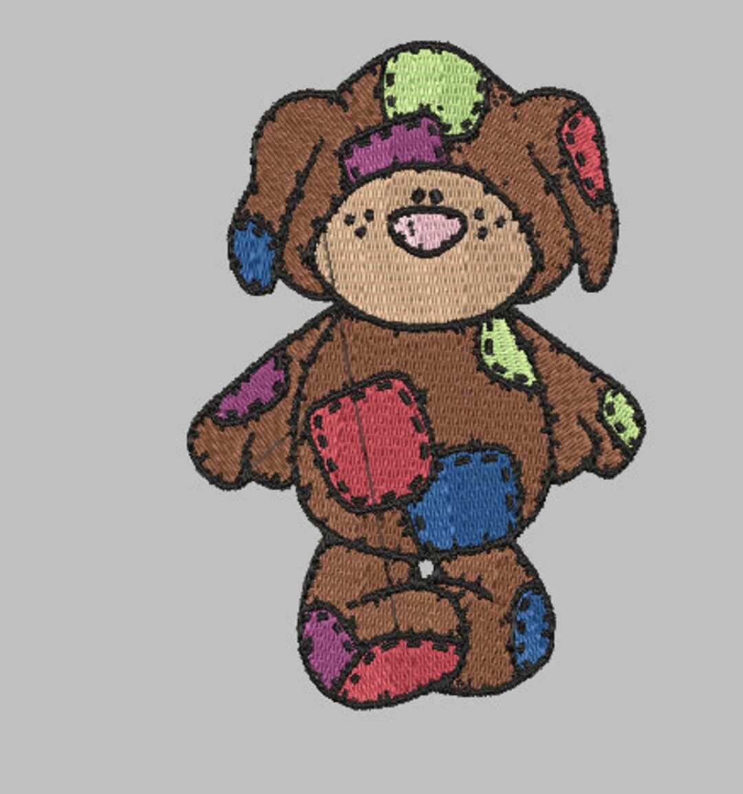 Patches the Teddy Bear Embroidery - Etsy