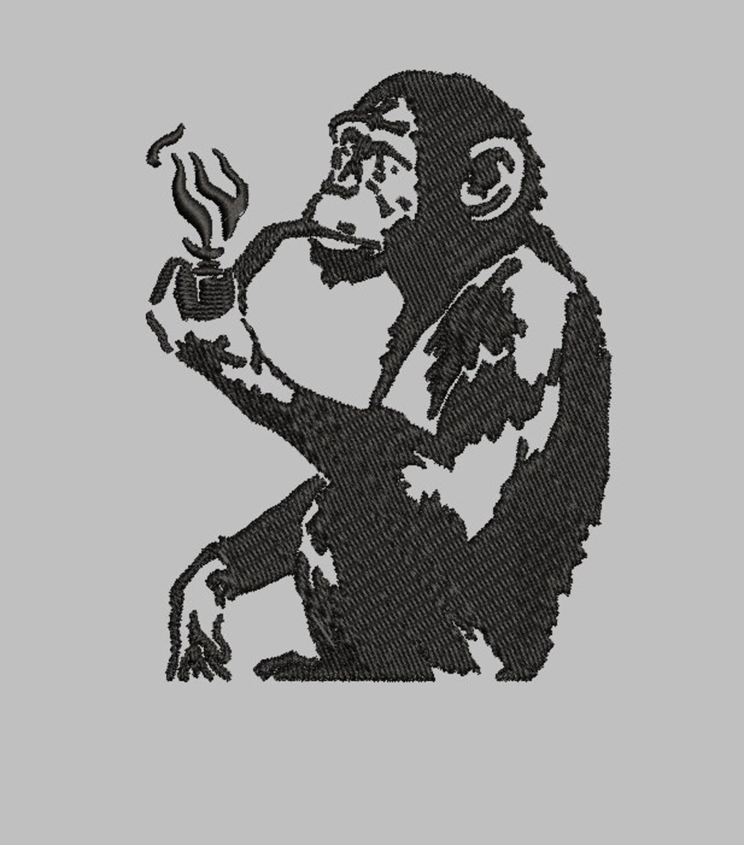 Smoking Monkey Embroidery - Etsy