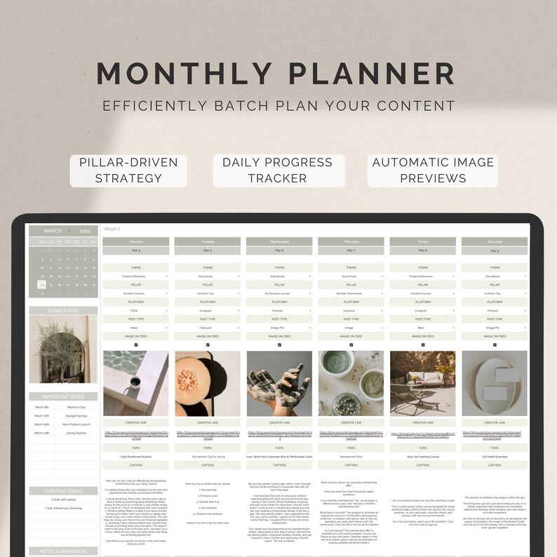 Social Media Planner & Content Calendar | Dynamic Google Sheets ...
