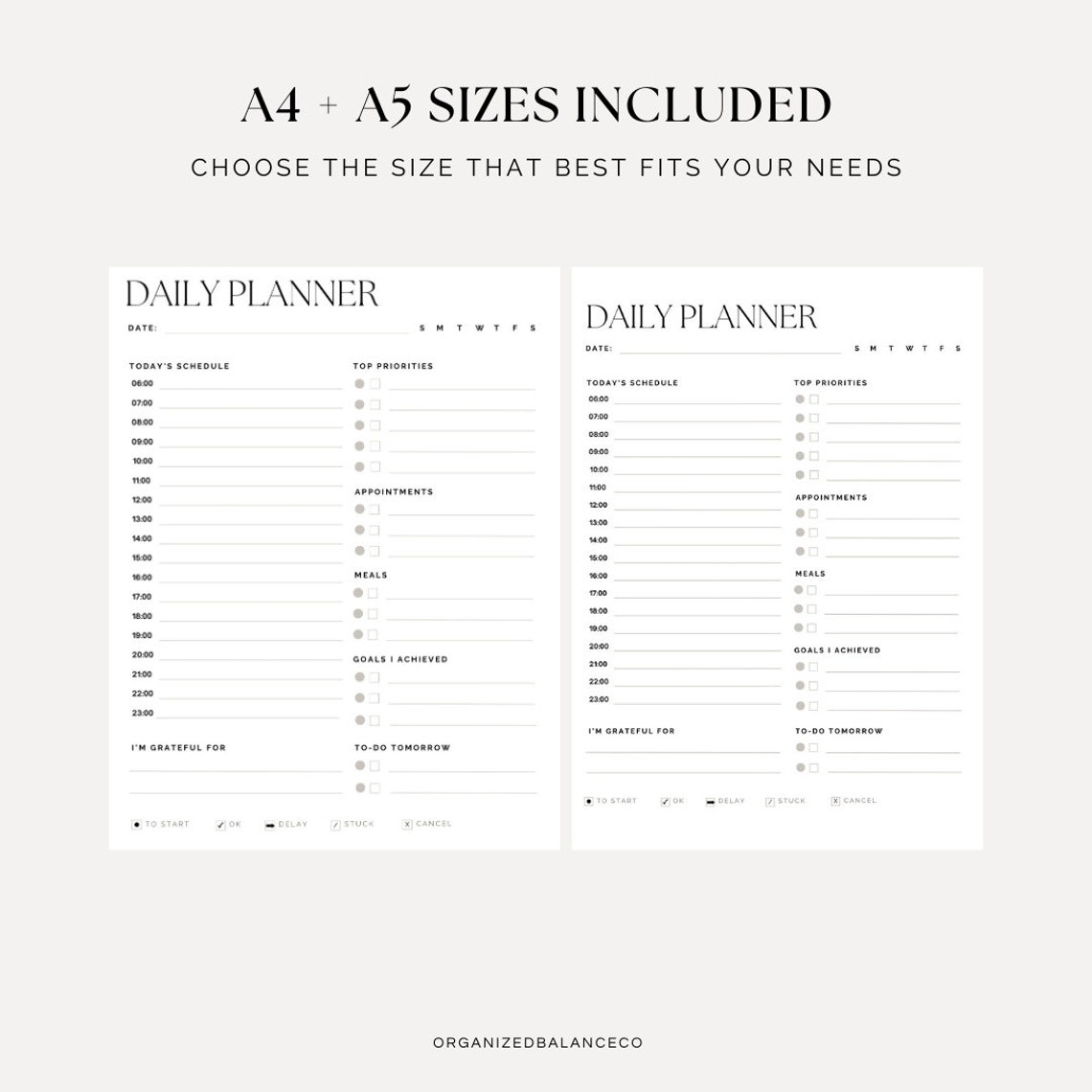 Aesthetic Printable Daily Planner - A4 and A5 Sizes, Instant Download ...