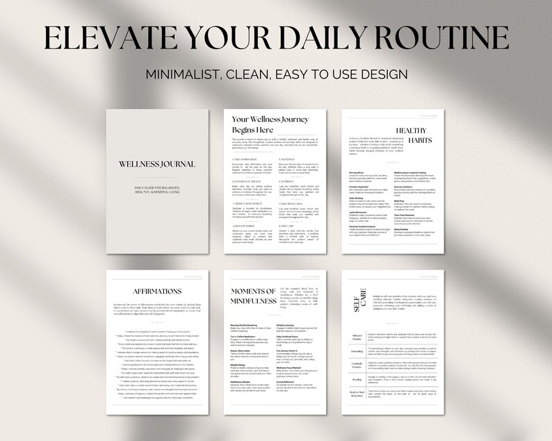 Wellness Journal Printable Daily Aesthetic Planner Minimalist Journal ...