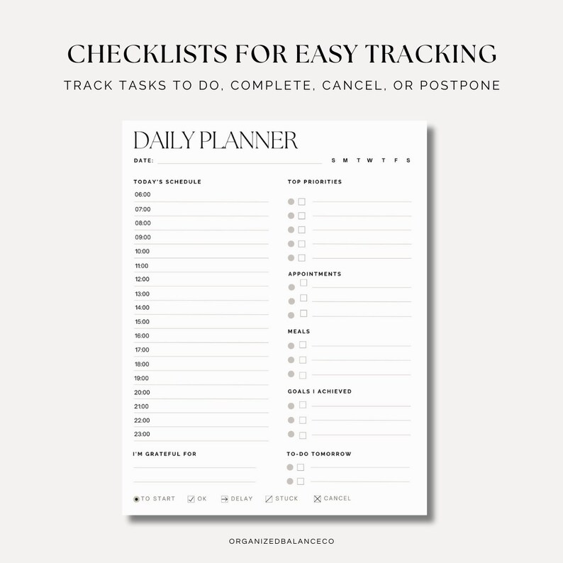 Aesthetic Printable Daily Planner - A4 and A5 Sizes, Instant Download ...