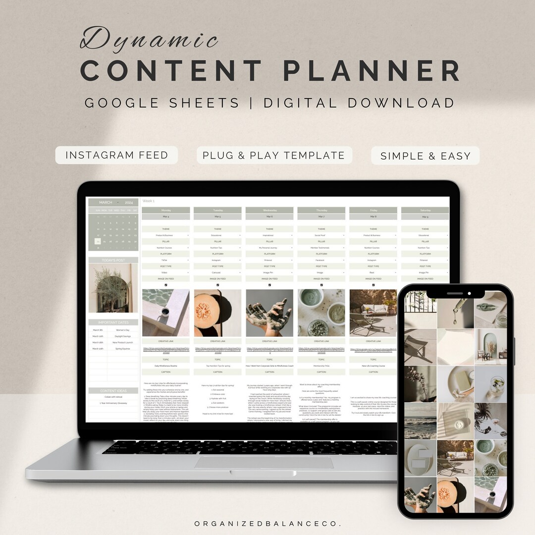 Social Media Planner & Content Calendar | Dynamic Google Sheets ...