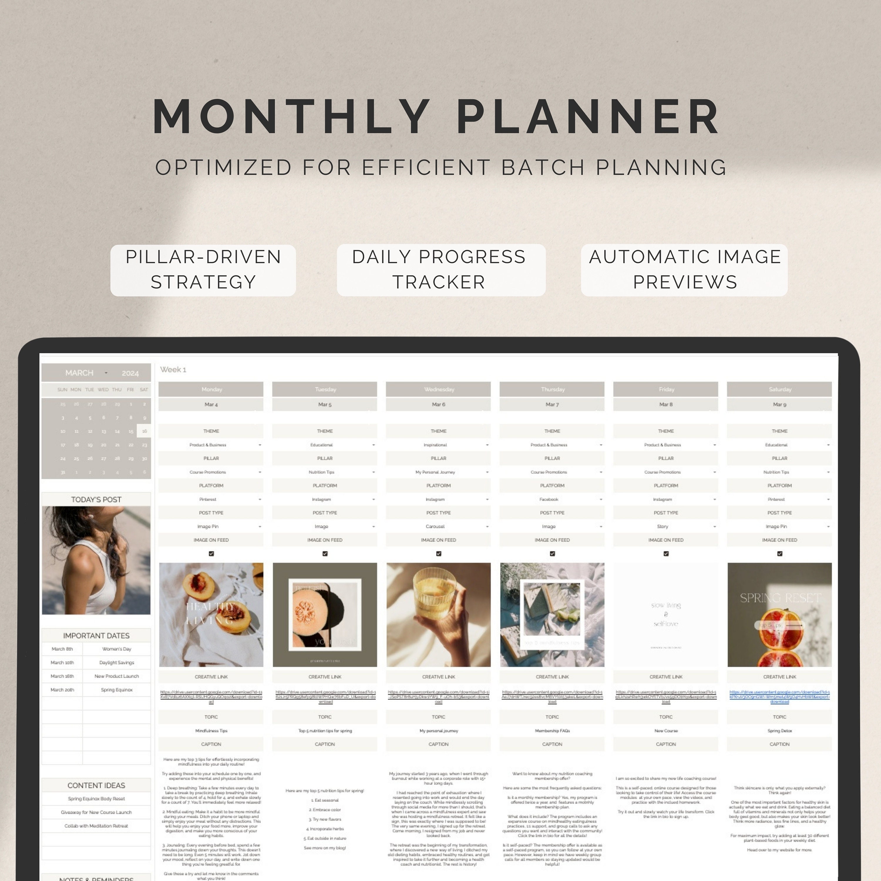 Social Media Planner & Content Calendar | Dynamic Google Sheets ...