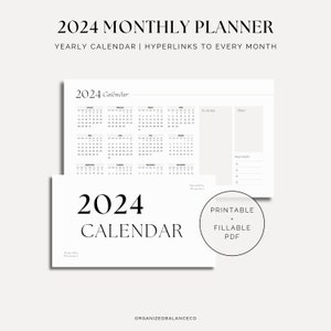 2024 Monthly Planner, Printable Wall Calendar, Fillable Planner With ...