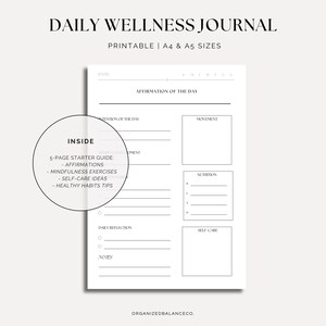 Wellness Journal Printable - Daily Aesthetic Planner - Minimalist ...