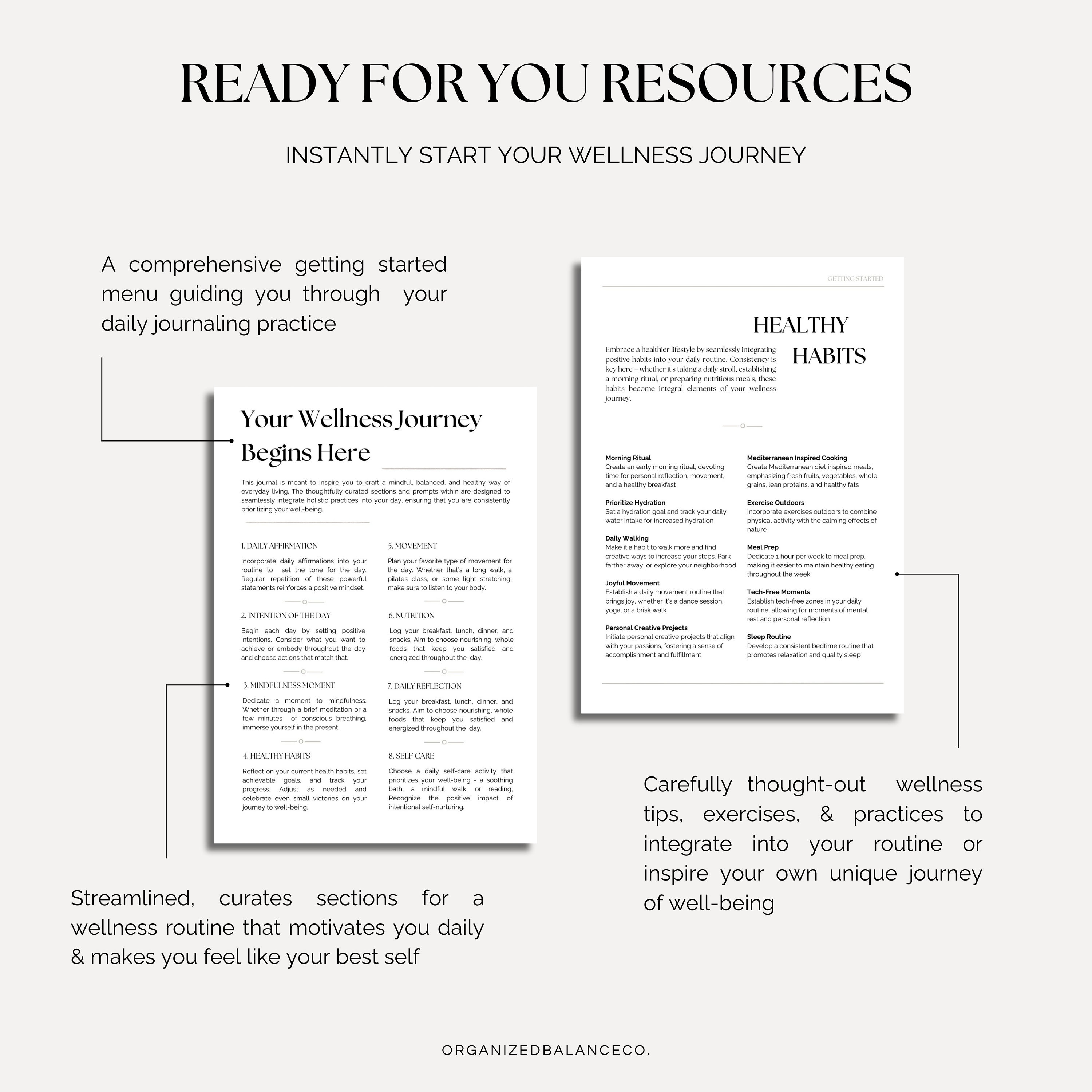 Minimalist Daily Wellness Journal – Printable Planner (digital Download ...