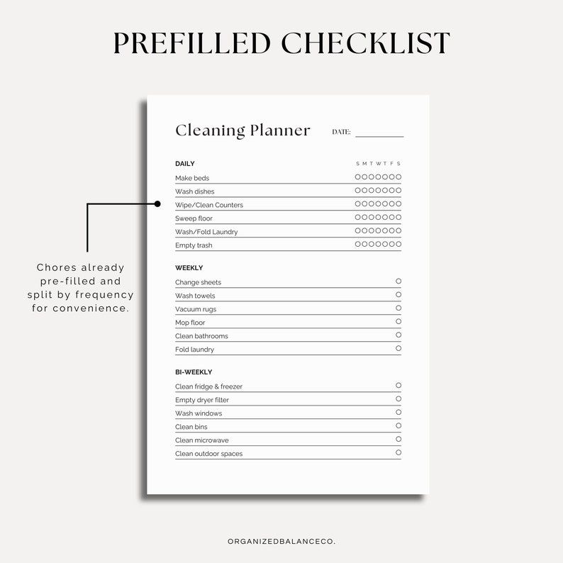 Cleaning Schedule Printable, Household Planner, Cleaning Checklist ...