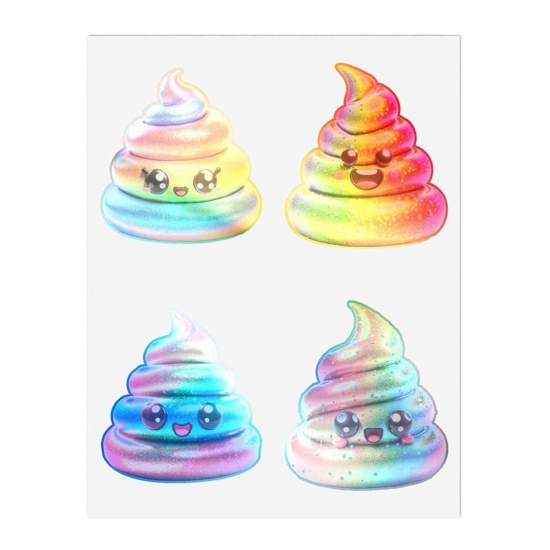 Die-cut Sticker Sheet Rainbow Unicorn Poop Emoji Sticker 4 Poops per ...