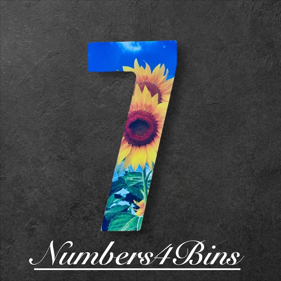 1x Sunflower Number 7 Wheelie Bin Self Adhesive Sticker 17.5cm Large ...