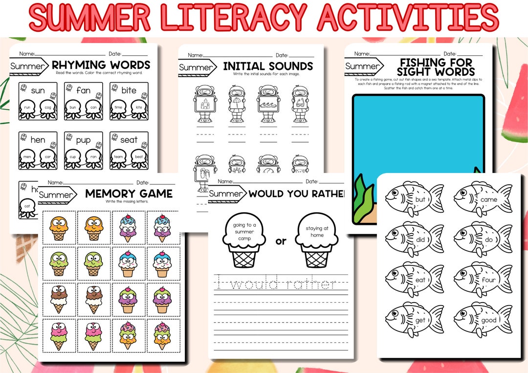 No-prep Summer Literacy | Grade 1 | Kindergarten | Summer Review ...