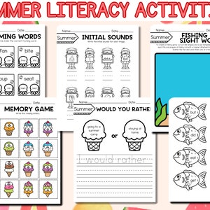 No-prep Summer Literacy | Grade 1 | Kindergarten | Summer Review ...