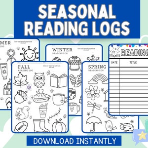Four Seasons Kids Coloring Reading Log + Book Tracker, Bookshelf ...