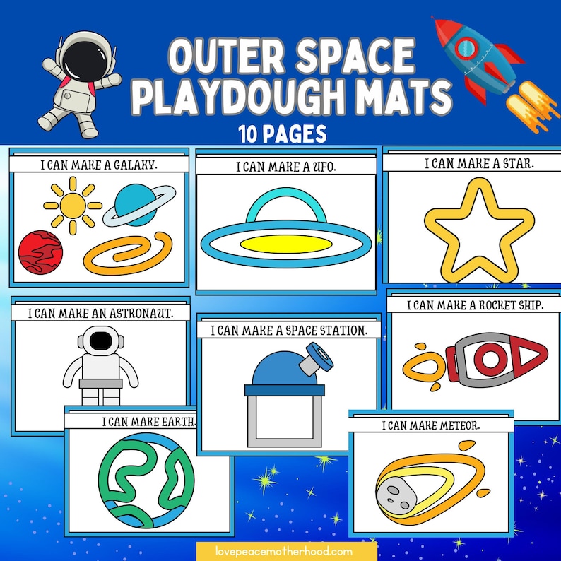 Space Play Dough Mats Outer Space Printables Science Center Space Kids ...