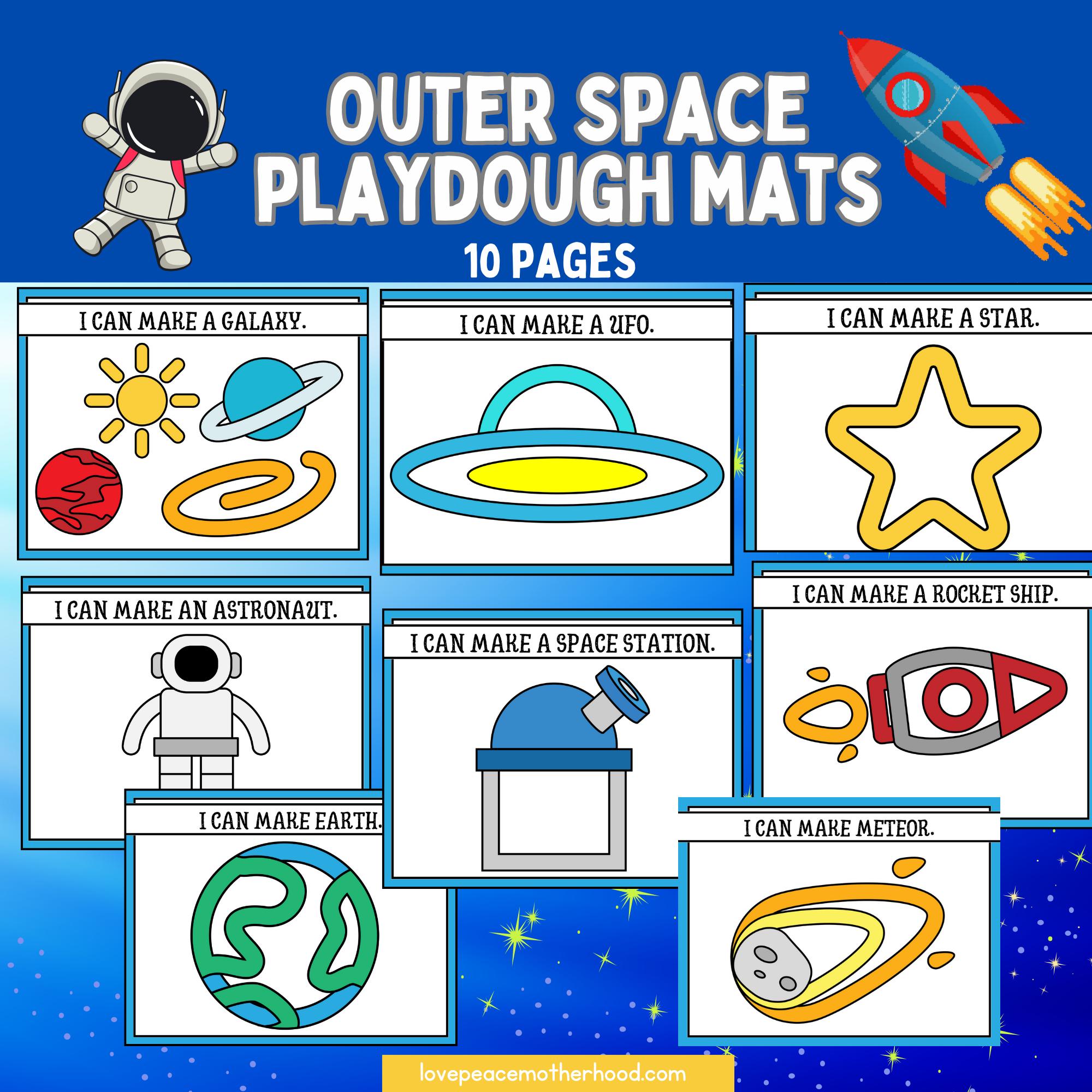 Space Play Dough Mats Outer Space Printables Science Center Space Kids ...