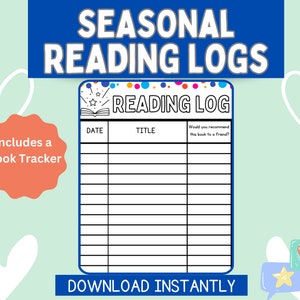 Four Seasons Kids Coloring Reading Log + Book Tracker, Bookshelf ...