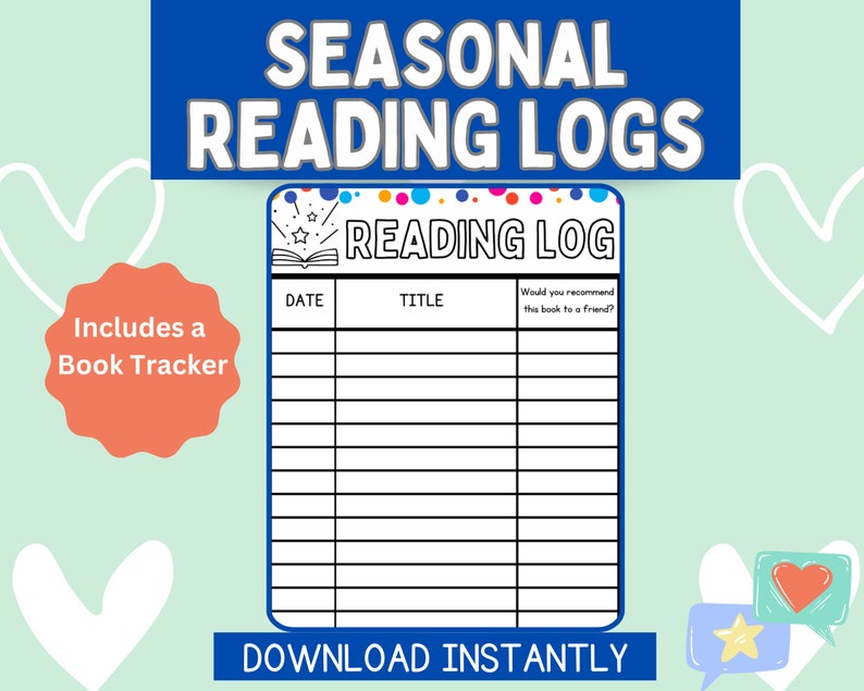 Four Seasons Kids Coloring Reading Log + Book Tracker, Bookshelf ...