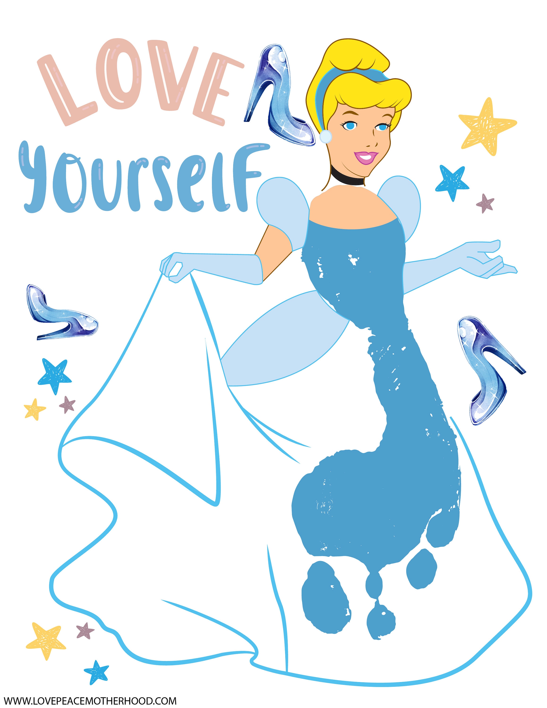 Princess Footprints Crafts Footprint Art Keepsake Art Princess Activity ...