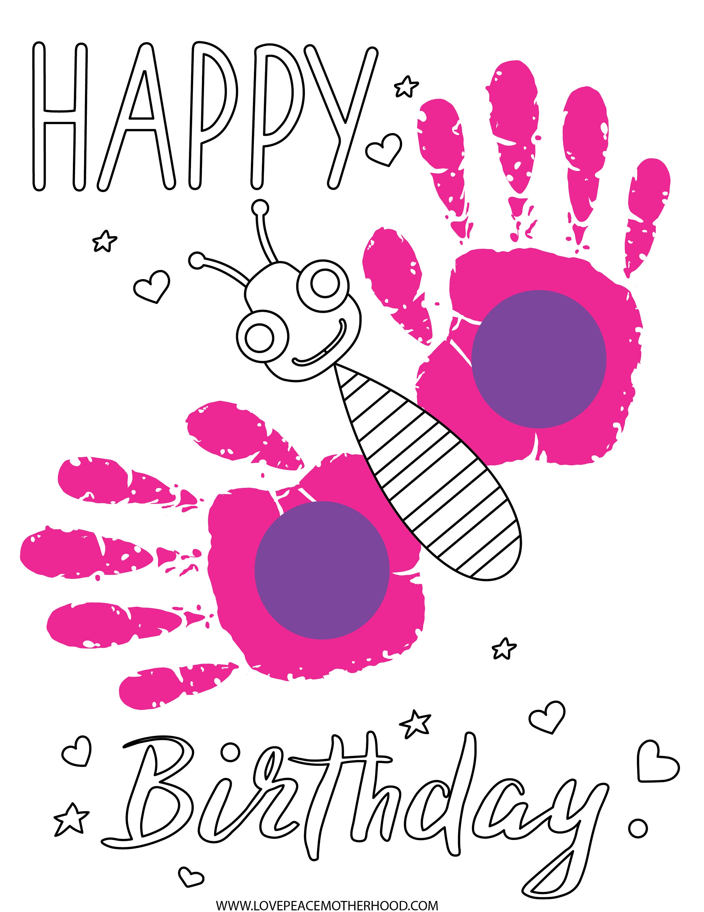 Happy Birthday Handprint Art | Handprint Keepsake From Child to Parent ...