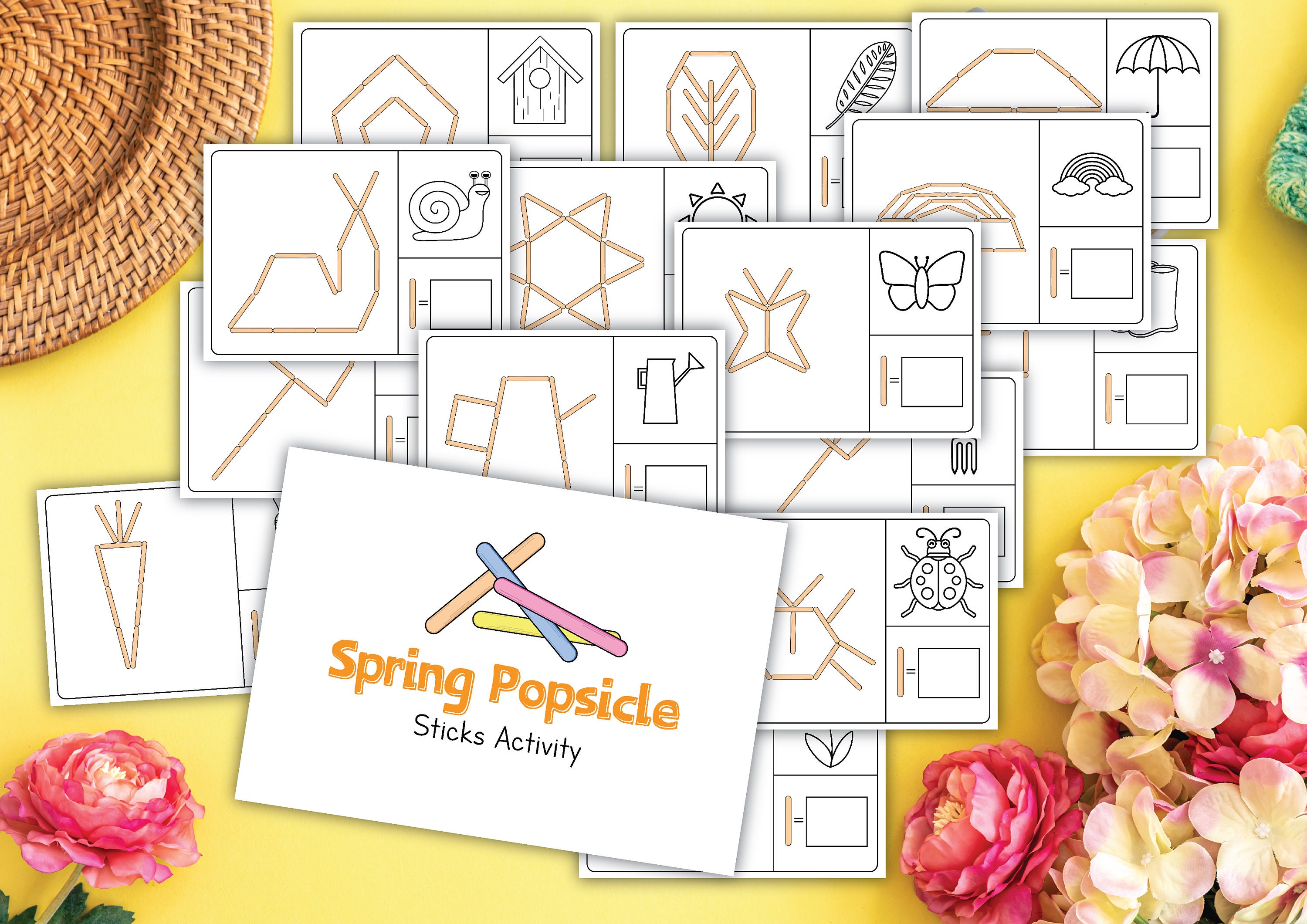 Popsicle Sticks Templates | Spring Popsicle Activities | Spring Themed ...
