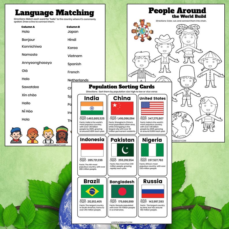 World Population Day Activities Worksheets Multicultural Day Activity Cultural Diversity ...